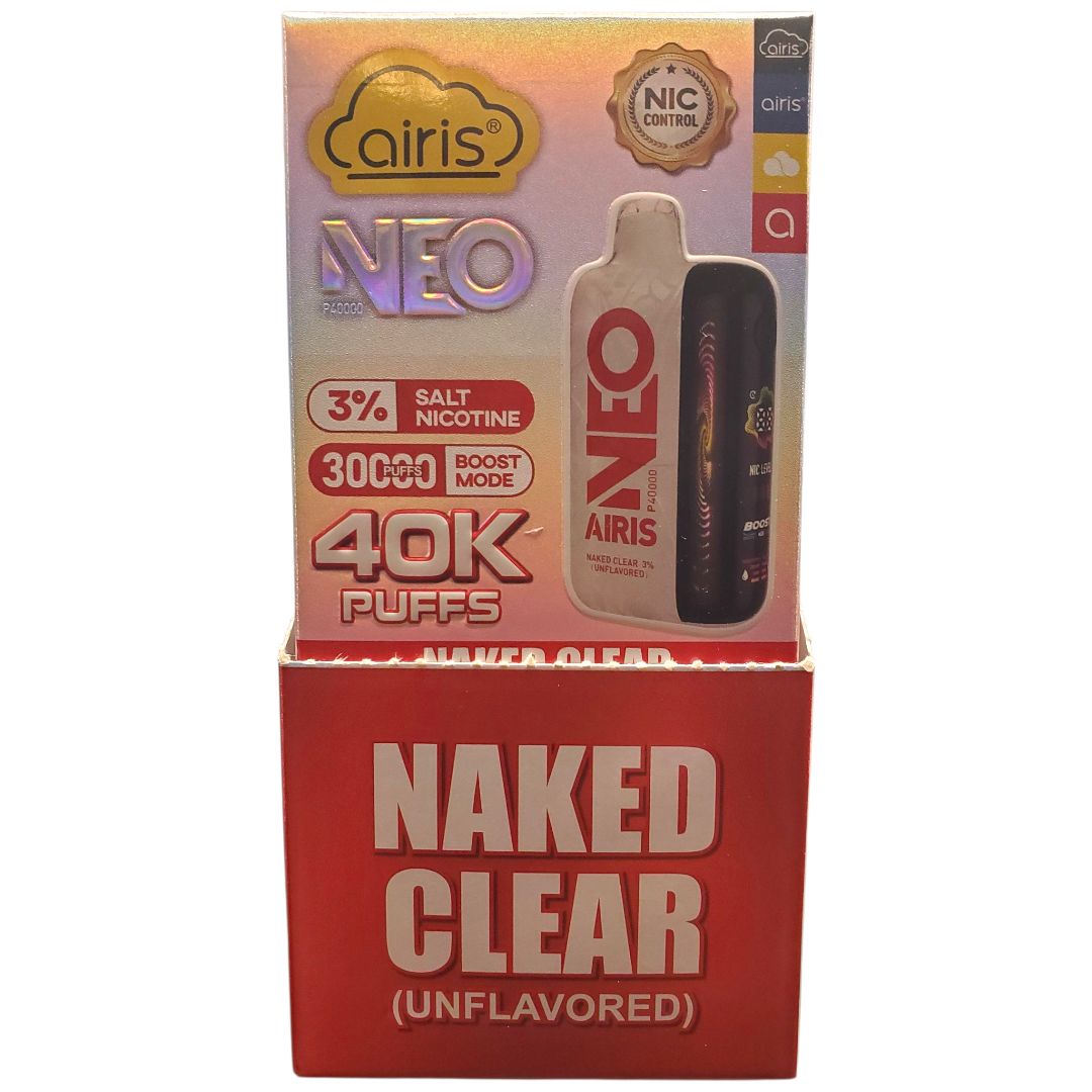 AIRIS NEO PUFFS 40000PF NAKED CLEAR 5% UNFLAVORED – Good Time s Shop
